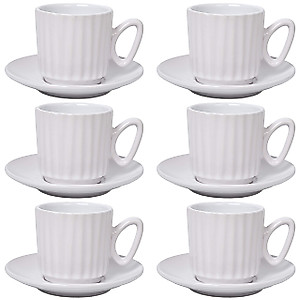 Bruntmor Christmas Gift Choice: Espresso Cups And Saucers Set Of 4. Small 4 Ounce Stackable Espresso Cups With Rack. Stacking Espresso Coffee Cup Of 4. Matte Black/Colored Interior, 4 Oz