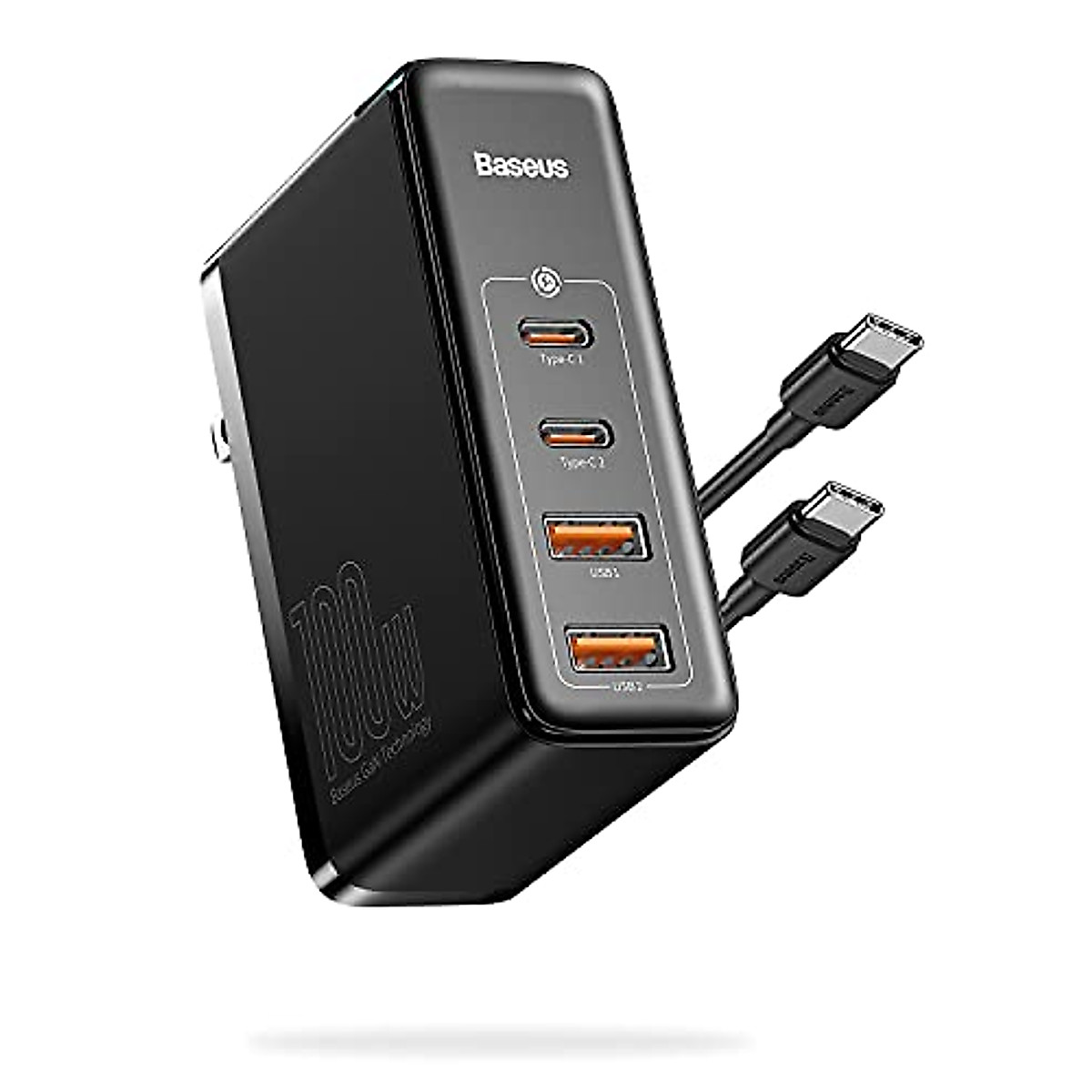Baseus USB C Charger, 100W Charger 4-Port, 100W Wall Charger Fast Charging Station, GaN II Charging Block, for iPhone 14 Pro/SE/XR, Samsung, MacBook Pro/Air, iPad, Laptops, AirPods, Steam Deck, Black