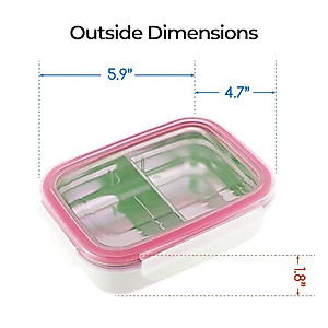 Innobaby Keepin' Fresh Stainless Steel Divided Bento Snack Box with Lid for Kids and Toddlers BPA Free, 5.9" x 4.7" x 1.8" inches.,11 oz. Pink