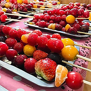 DESIOLE Natural Bamboo Skewers, 100Pcs 8Inch BBQ Sticks for Appetiser, Fruit, Cocktail, Kabob, Chocolate Fountain, Grilling, Barbecue, Kitchen, Crafting, Gardening and Party