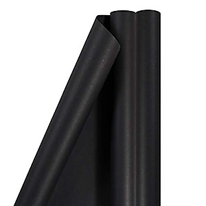 JAM PAPER Gift Wrap - Matte Wrapping Paper - 50 Sq Ft Total - Matte Black - 2 Rolls/Pack