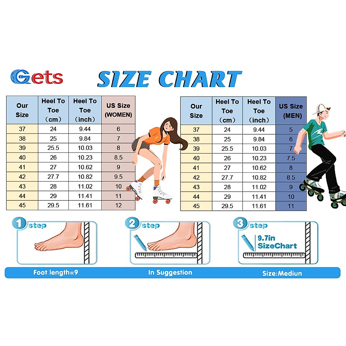 Gets Women's Roller Skates PU Leather High-top Roller Skates Four-Wheel Roller Skates Shiny Roller Skates for Girls Unisex (White Flash Wheel,US: 5.5)