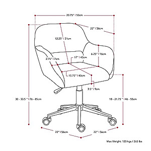 CorLiving Marlowe Fabric Upholstered Task Chair in Off White