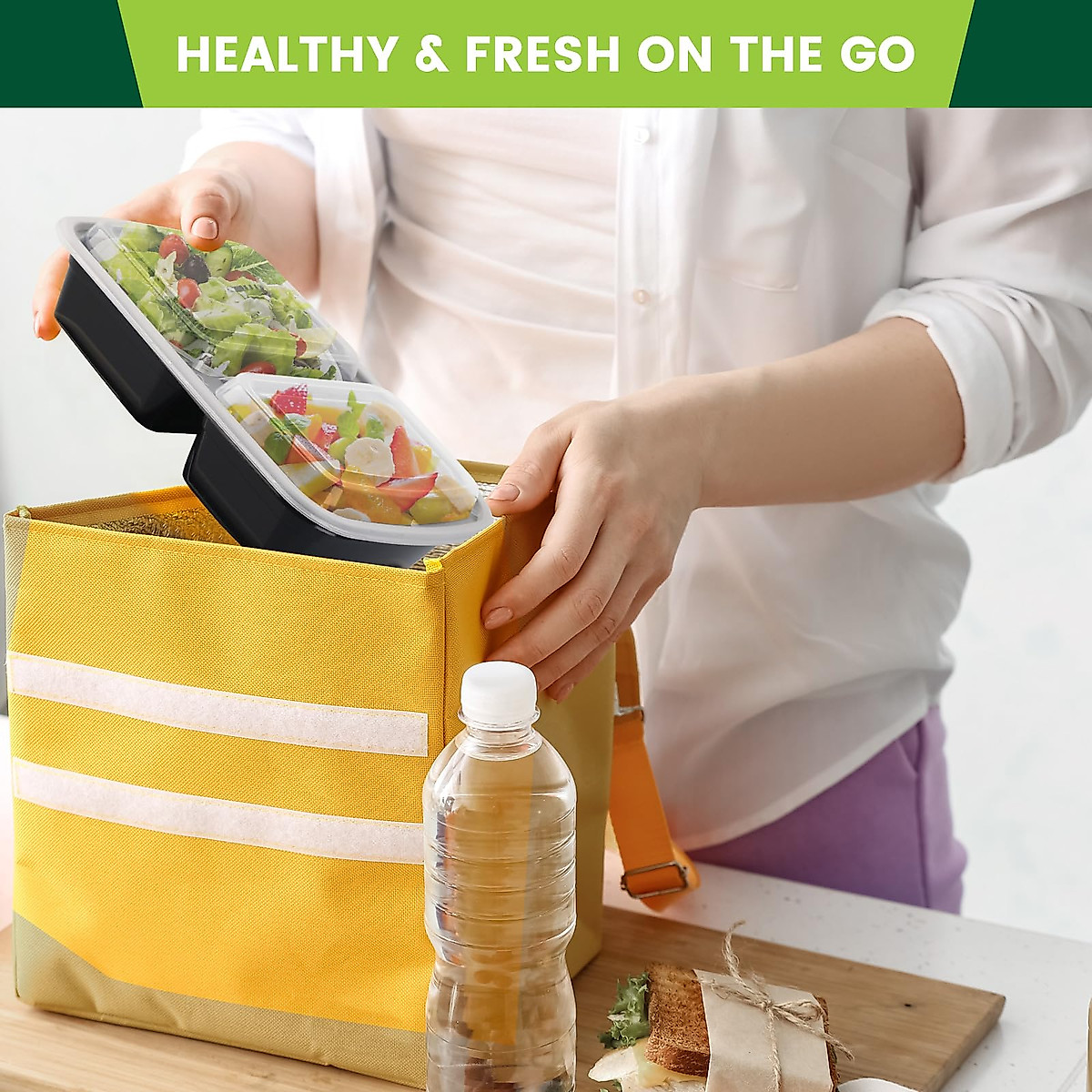 vivigu Meal Prep Containers Reusable 30 Pack - 2 Compartment food storage containers with lids, To Go Food Containers BPA-Free, To Go Containers With Lids Microwave, Dishwasher, Freezer Safe 30 oz