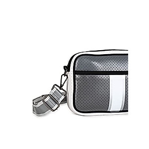 Haute Shore - Drew Femme Crossbody Steel Gray W White & Silver Stripe