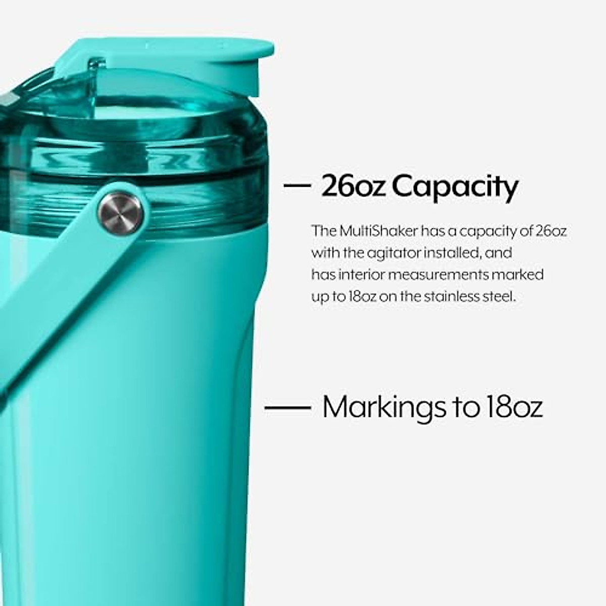 BrüMate MultiShaker Blender Shaker Bottle | 100% Leakproof Insulated Stainless Steel The Perfect Shaker Cup, Protein Shaker Bottle, and Pre Workout Bottle for the Gym | 26oz (Aqua)