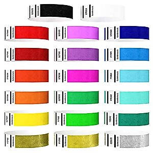 Heavier Tyvek Wristbands 7.5 Mil – Goldistock "Top 20" 200 Ct. Variety Pack- ¾” Arm Bands - 20 Unique Colors in All - Paper-Like Party Armbands - Wrist Bands for Upgrading Your Event