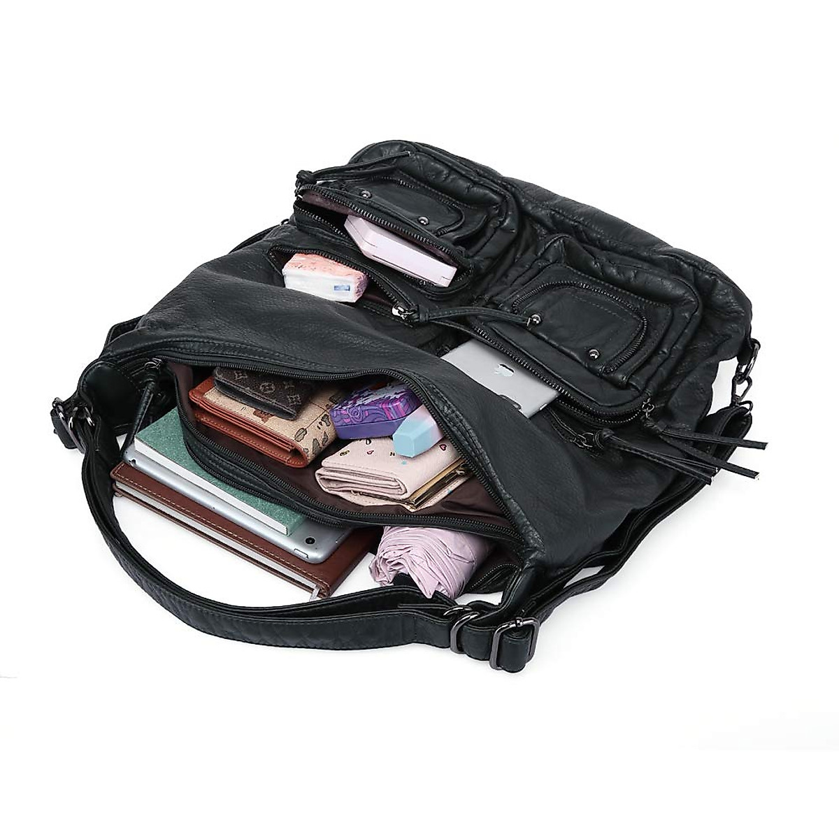 handbags & shoulder bags for woman super soft washed PU leather hobo bags multiple use woman's cross body bag backpack (Green)