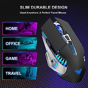 AULA SC200 Wireless Gaming Mouse, Rechargeable, Bluetooth 5.0, RGB LED Backlit, Multi-Device, Black