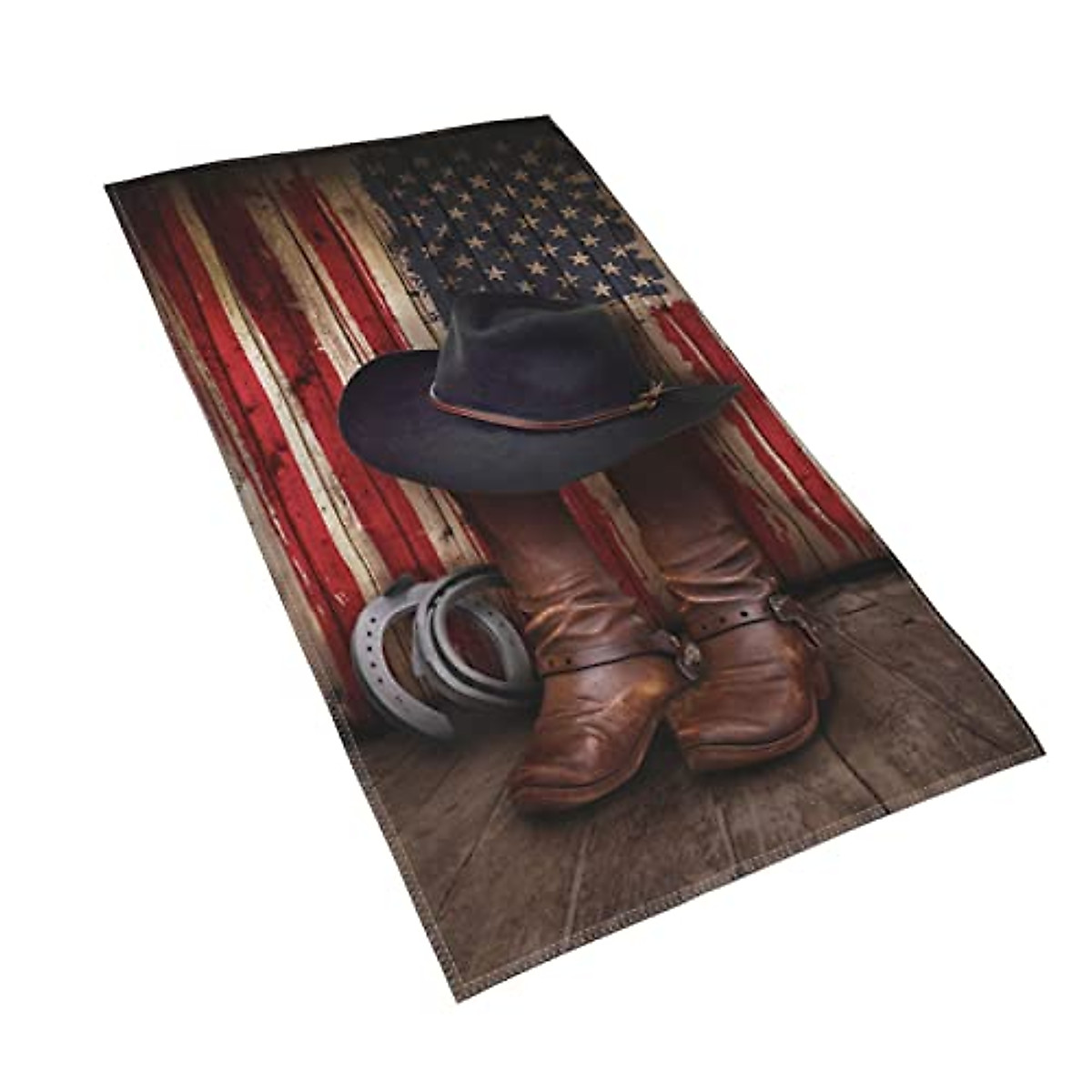 Ohiokwei American Western Cowboy Pattern Hand Towels,Ultra Soft Highly Absorbent Bathroom Towel Kitchen Dish Guest Towel for Bathroom, Hotel, Gym and Spa(27.5" x 15.7")