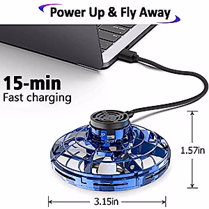 Flying Spinner, Hand Operated Drones for Kids or Adults, Mini Flying Ball Toys with 360° Rotating and LED Lights, Easy Hand Controlled 2022 Hot Toys for Birthday Outdoor Indoor