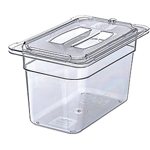 Carlisle FoodService Products 10290U07 StorPlus Quarter Size Polycarbonate Universal Handled Food Pan Lid, Clear