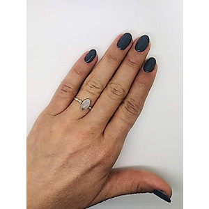 Koral Jewelry marquise Moonstone Ethnic Delicate Ring 925 Sterling Silver Vintage Tribal Gipsy Boho Look (7)