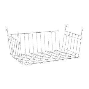 ClosetMaid 17 Inch Wide Hanging Basket Wire Shelving Accessory for Closet Shelves, Pantry Organizer, Kitchen, and Bathroom Storage, White (2 Pack)