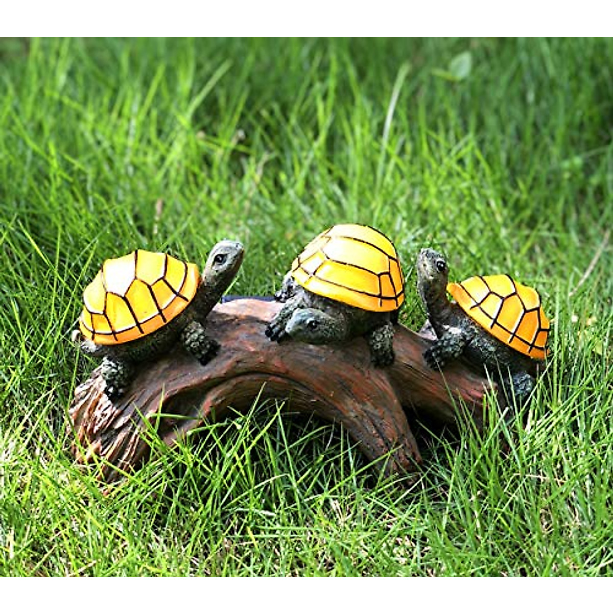 TIBLEN Solar Powered Turtles on Log Garden Decorations , Outdoor Accent Lighting LED Garden Light Decor