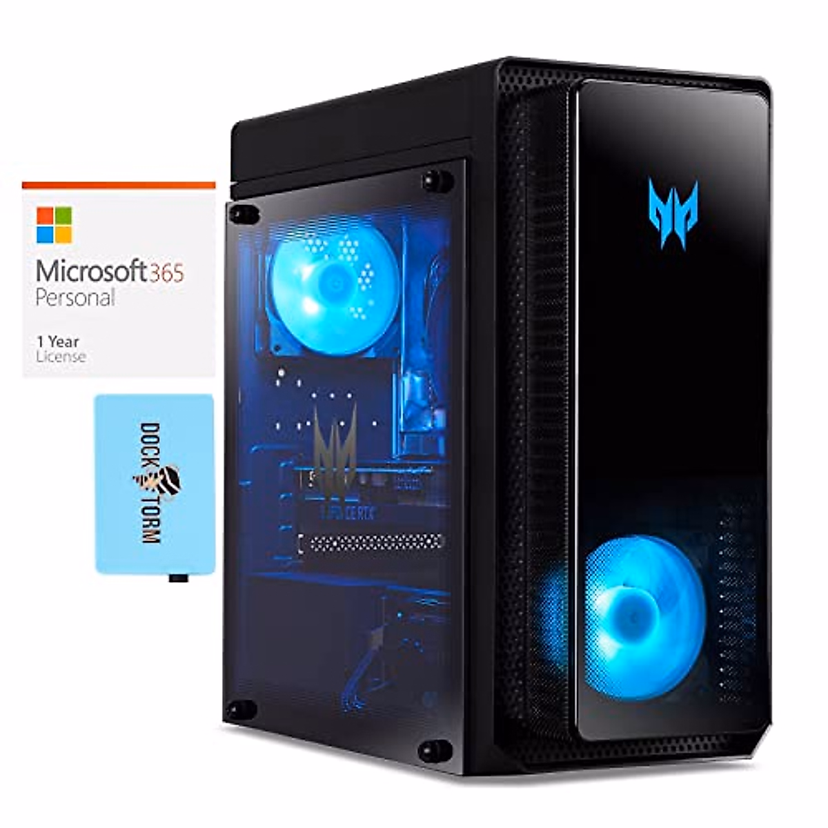 Acer Predator Orion 3000 Gaming & Entertainment Desktop PC (Intel i7-12700F 12-Core, 64GB RAM, 256GB PCIe SSD + 2TB HDD (3.5), Win 10 Pro) with MS 365 Personal, Dockztorm Hub