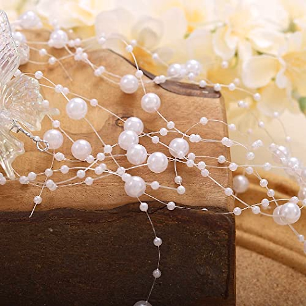 CASDRE Butterflies Bride Wedding Hair Vine Silver Pearl Bridal Headband Rhinestone Headpiece Hair Accessories for Women and Girls