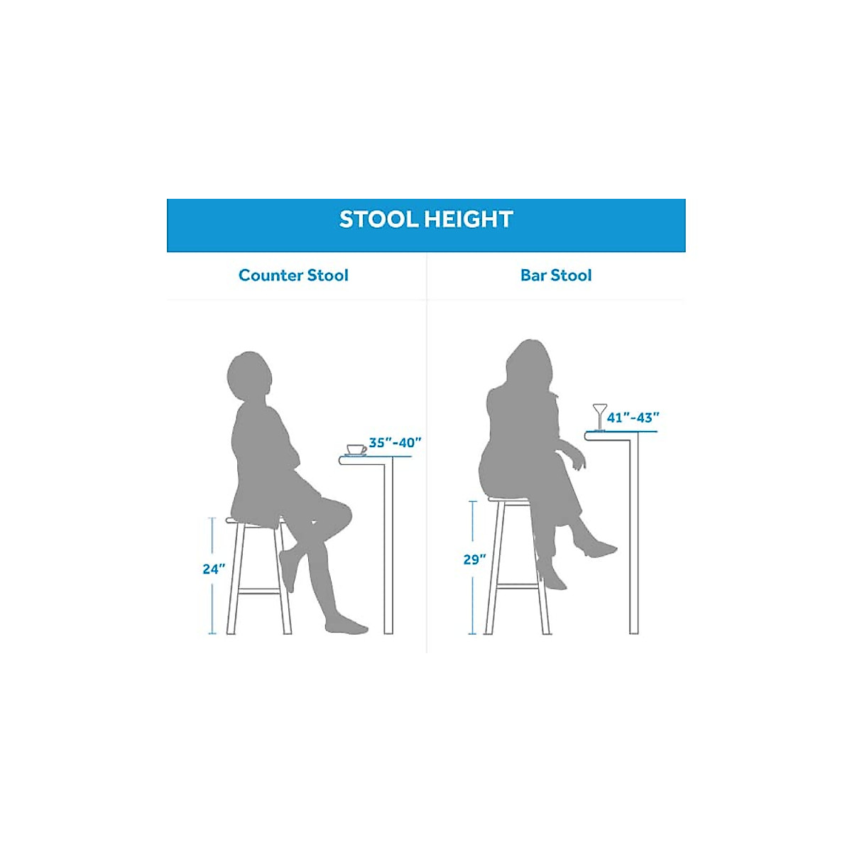 WO Home Furniture Saddle Stool 24"-Inch Adirondack HDPE Backless Patio Kitchen Counter Stool Seat (Dark Brown)