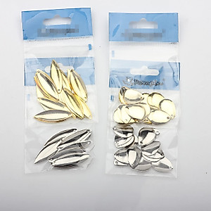 WellieSTR 80PCS(2 Color/2 Style) Easy Spin Colorado Willow Spinner Blades Metal Spoon Lure for Spinnerbait Buzzbait Bass Lure Fishing Tackle DIY Nickel