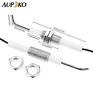 2 Sets Piezo Spark Ignition, Propane Push Button Piezo Igniter with Threaded Ceramic Electrode Ignition Plug Wire 30 CM, Type of 1 Out 1, Fit for Gas Fireplace & Oven & Heater & Kitchen lgniter