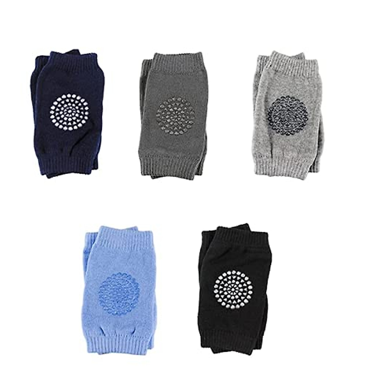 Baby Crawling Knee Pads Toddler Leg Warmer Safety Protective Cover Toddlers Learn to Socks Children Short Kneepads(5 Pairs)