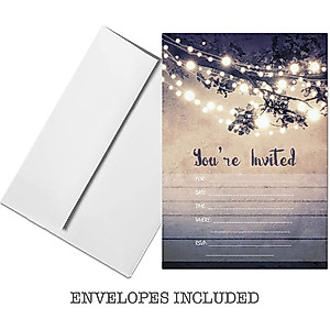25 Outdoor Lights You're Invited Party Invitations 5x7 Card Stock with Envelopes