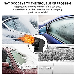 【Fametiy New upgrade】Portable Car Heater,Auto Heater Fan, Car Windshield Defogger Defroster, 2 in1 Fast Heating or Cooling Fan, 12V 150W Auto Ceramic Heater Fan Plug in Cig Lighter (Premium black)