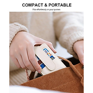 BOSTANTEN Slim Wallet Women RFID Blocking Card Holder Leather Bifold Wallet with Zipper Pocket Beige