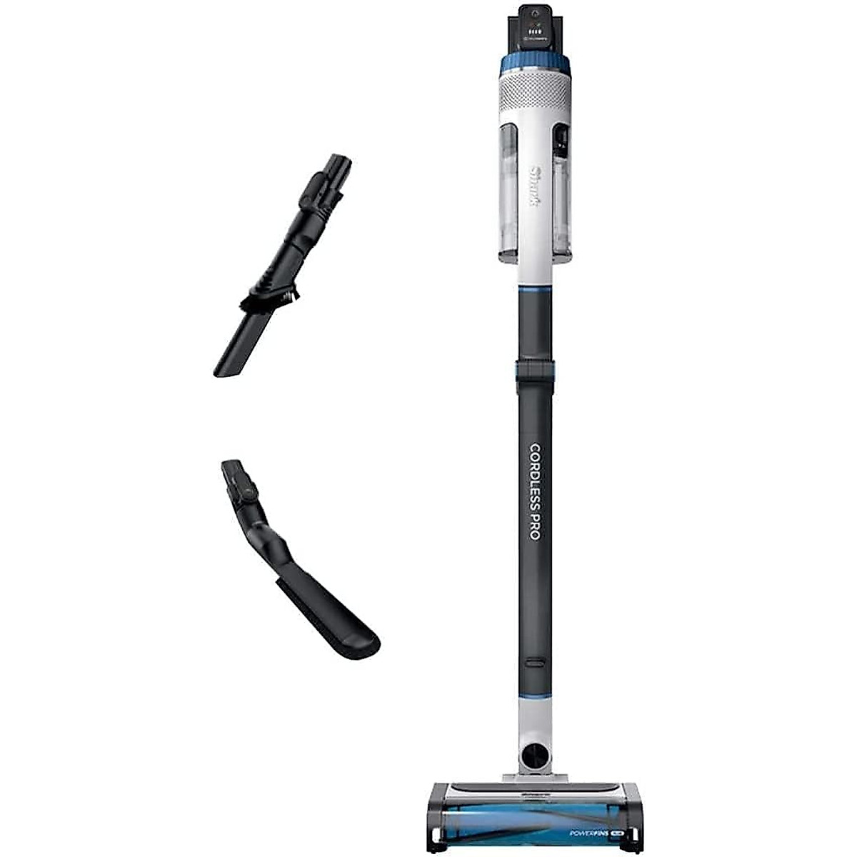 Shark UZ565H Pro Cordless Pet Plus Stick Vacuum with Anti-Allergen Complete Seal, MultiFLEX PowerFins Plus Brushroll, Duster Crevice Tool Dusting Brush, Up to 40 Minute Runtime, White/Blue (Renewed)