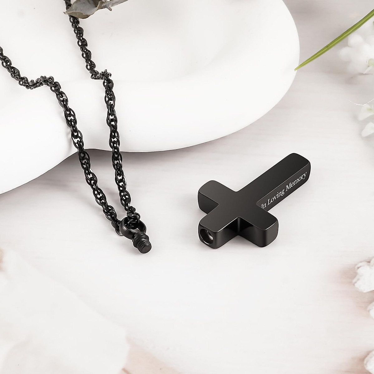 XIUDA Personalized Cremation Cross Necklace for Ashes Cross Urns Jewelry Locket Pendant Ashes Holder Stainless Steel Memorial Cremation Jewelry for Men Women