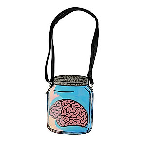 Black and Blue Brain In a Jar Crossbody Body Purse Small