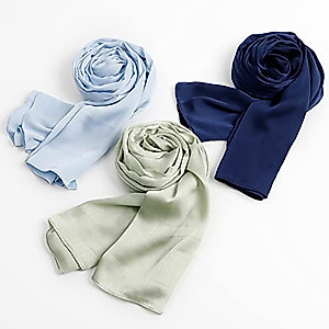 3PCS Muslim Women Natural Wrinkle Long Chiffon Hijab Scarves Smooth Crinkle Ladies Shawl Wrap Set With Gift Box (Color B), 175*70cm