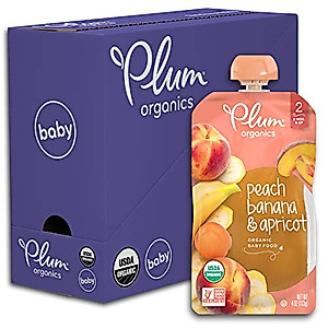 Plum Organics Baby Stage 2 Food, Peach, Banana and Apricot, 4 Ounce (Pack of 6)