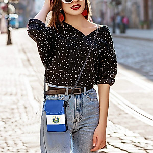 Small Crossbody Cell Phone Purse for Women, Mini Messenger Shoulder Bag Wallet with Credit Card Slots El Salvador Flag