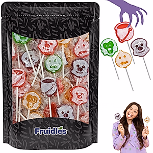 Fruidles Halloween Ghost Tattoo Lollipop Suckers Candy, Great for Goody Party Bag Fillers, Individually Wrapped (Half-Pound)