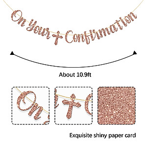 MonMon & Craft On Your Confirmation Banner/Engagement/Bride to Be Banner/Wedding/Bachelorette Party Decorations Supplies/Rose Gold Glitter