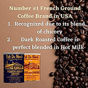 Cafe Du Monde Ground Original French Chicory Roast Chocolate-like Coffee SET 2 PACKS with 2 Stainless Steel Mixing Stirring Spoon | Coffee Stirrers