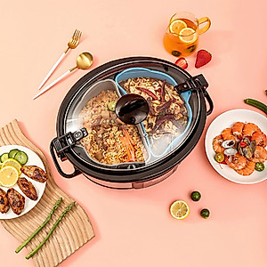 Slow Cooker Divider Liner Fit 6 QT Crockpot, 2 in 1 Reusable & Leakproof Silicone Crockpot Divider Slow Cooker Divider with 2pcs Anti-Hot Glove