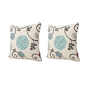 Christopher Knight Home Westeros Traditional Wingback Fabric Recliner Chair (White & Blue Floral) and Ippolito Fabric Pillows, 2-Pcs Set, White and Blue Floral