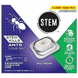 STEM Liquid Ant Baits, Kills The Queen and Colony, for Indoor Use, 8 Spill Proof Bait Stations