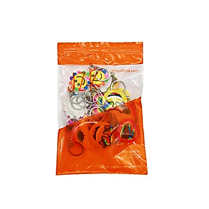 JZK 30 Pcs Rainbow keyrings set for kids, rubber smile face keychains for children birthday party favours, kids party bag fillers thankyou gift