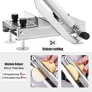 BAOSHISHAN Frozen Meat Slicer Manual Meat Slicers Stainless Steel Ginseng Cutter for Home Use Beef Mutton Roll Bacon Cheese Nougat Deli Shabu Shabu Hotpot