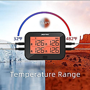 Digital Bluetooth BBQ Grill Meat Thermometer with 4 Probes, Instant-Read Meat Thermometer for Grilling, Temp Alarm Function, Food Thermometer for Kitchen, Beef, Candy, Cheese Making, Turkey, Oven