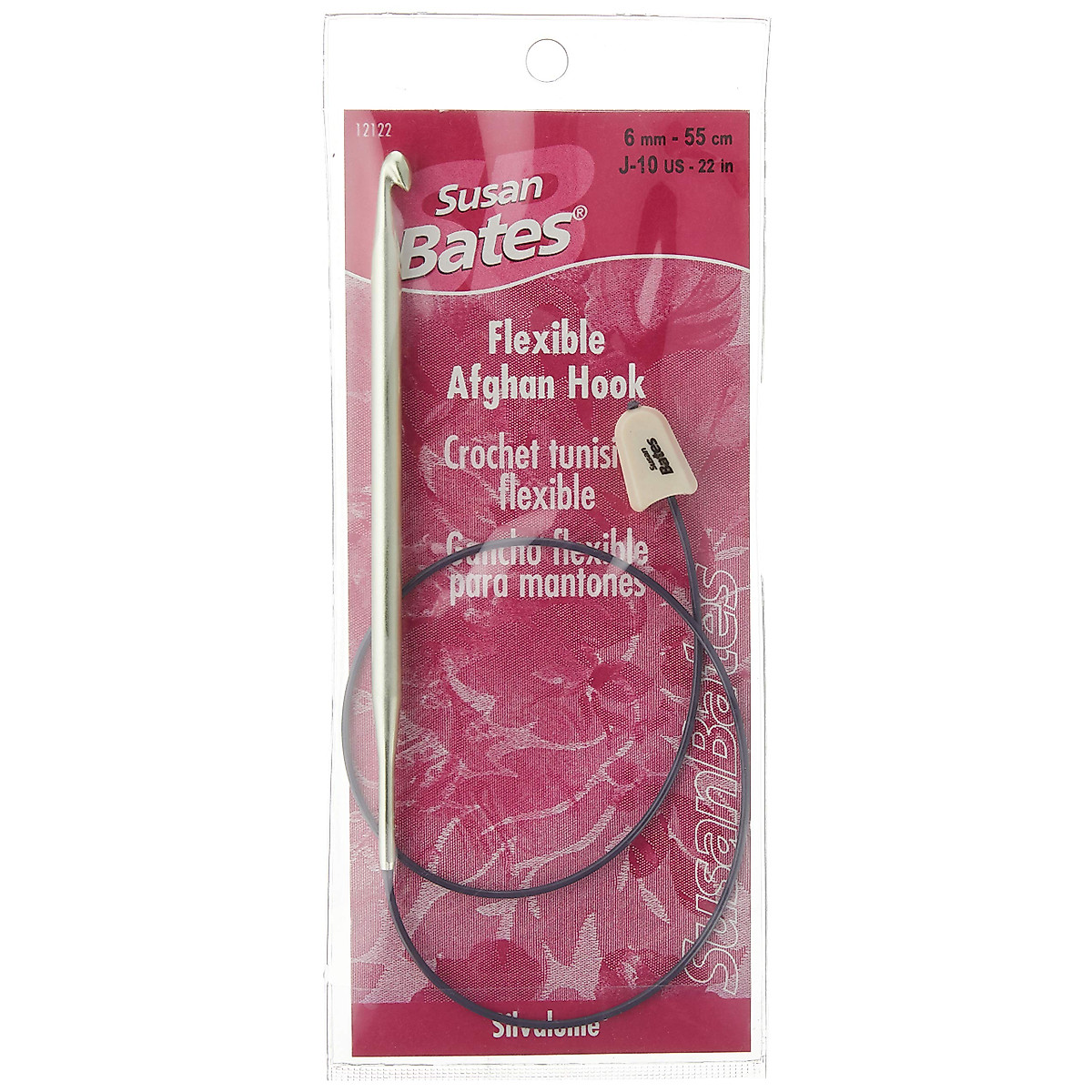 Silvalume Aluminum Flexible Afghan Crochet Hook 22", Size J10/6mm