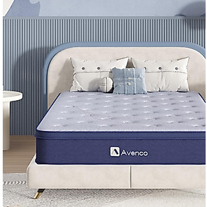 Avenco Twin XL Mattresses, Hybrid Mattress Twin XL, 10 Inch Twin XL Mattress Medium Firm for Pressure Relief and Sound Sleep, Wrapped Coils and CertiPUR-US Foam, Soft Breathable Fabric