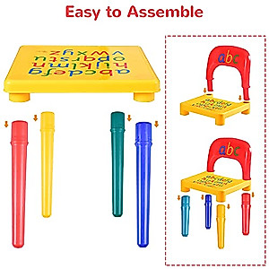 Children's Plastic Table and Chair Set, Which Can Be Used in Kindergartens, Homes, Gardens and Amusement Parks ( Color : JE08399 )