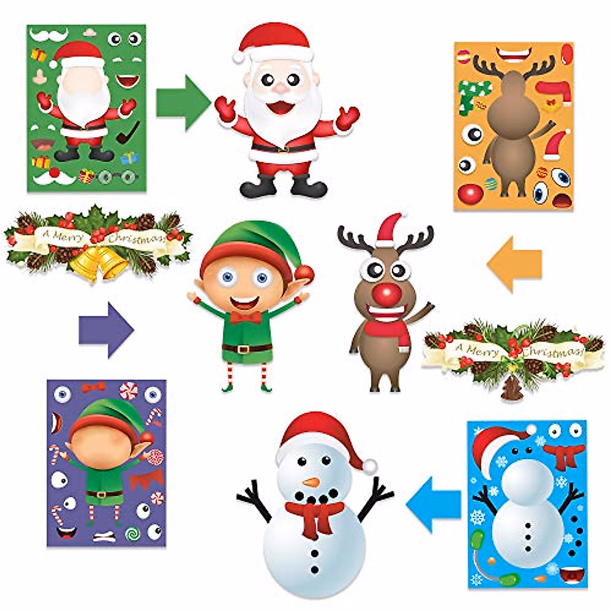 Christmas Stickers for Kids Christmas Party Favors for Kids Christmas Gifts for Kids Christmas Sticker Sheets Kids Classroom Rewards Christmas DIY Stickers for 24 Players