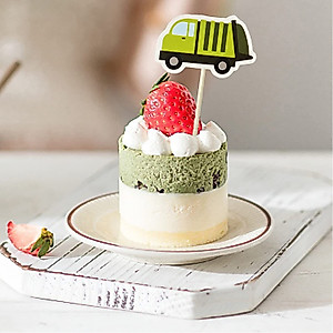 24 Pieces Garbage Truck Themed Party Cupcake Toppers- Rubbish truck Themed Baby Shower Birthday Waste Management Recycling Party Supplies Decorations Favors