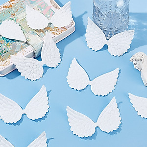 GORGECRAFT 40Pcs Glitter Angel Wings Fabric White Embossed Mini Wings Patches Sequined Applique for DIY Crafts Bag Hair Costume Decoration Shirts Jeans Shoes Sewing Clothing Ornament Party Supplies