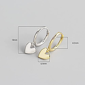 Tiny 14K Gold Plated 925 Sterling Silver Small Huggie Earrings with Heart Dangle Earrings Hoop Earrings for Women